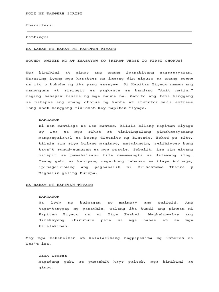 Noli Me Tangere Script | PDF