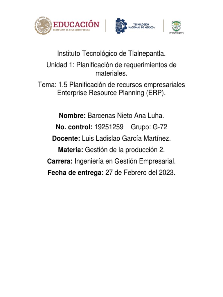1.5 Planificación de Recursos Empresariales (ERP) . | PDF ...
