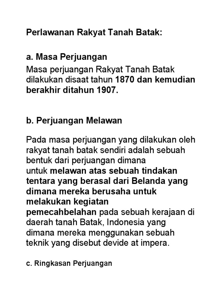 Perlawanan Rakyat Tanah Batak | PDF