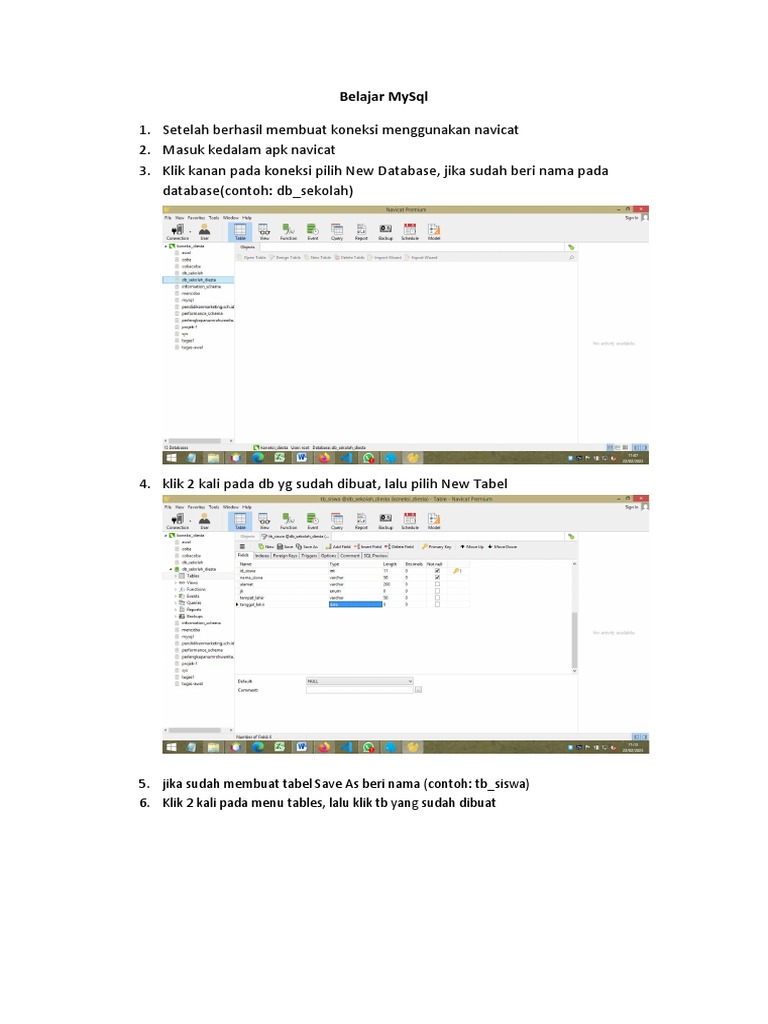 Belajar MySql Navicat - DIESTA XI RPL 1 | PDF