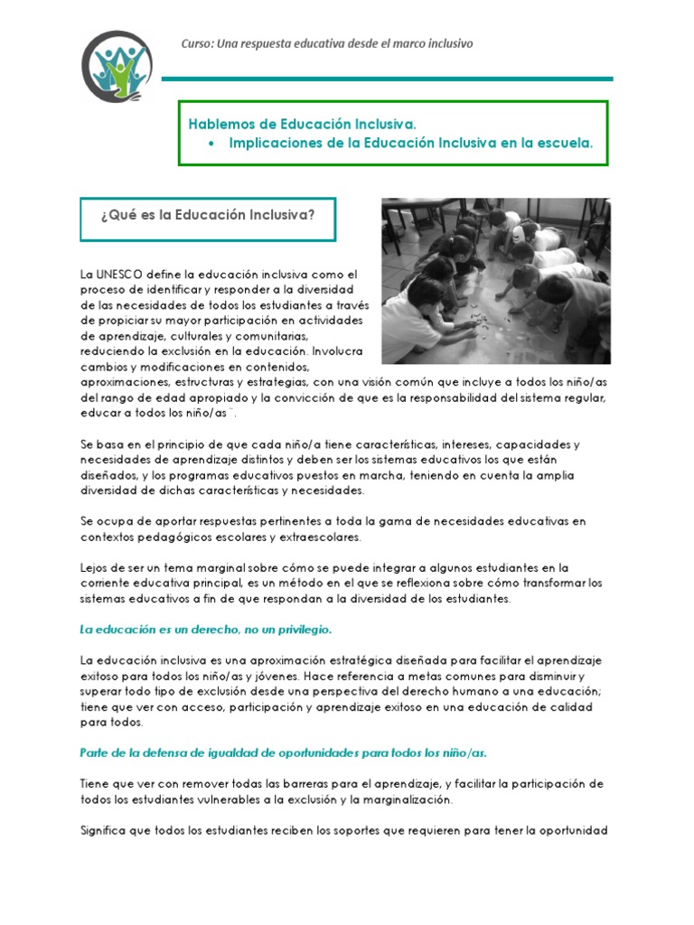 Hablemos de Educación Inclusiva | PDF | Inclusión (Educación) | Aprendizaje