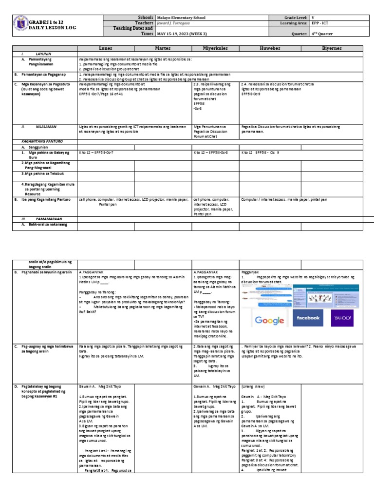 Grade 5 DLL EPP 5 Q4 Week 3 | PDF