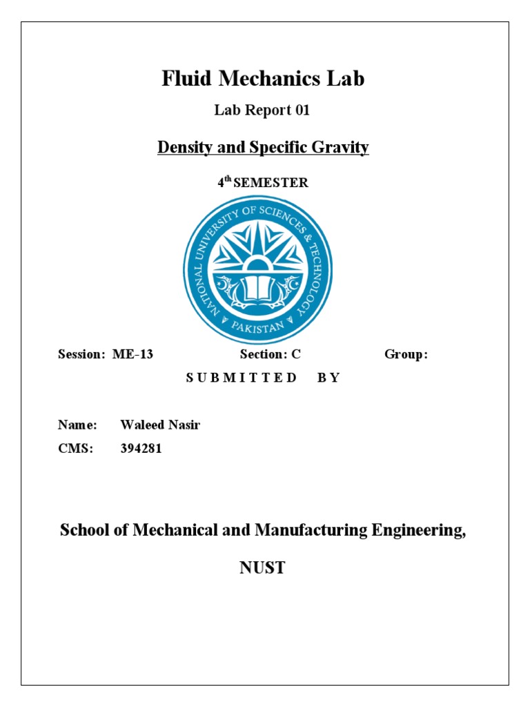 FM Lab 1 | PDF | Density | Applied And Interdisciplinary Physics
