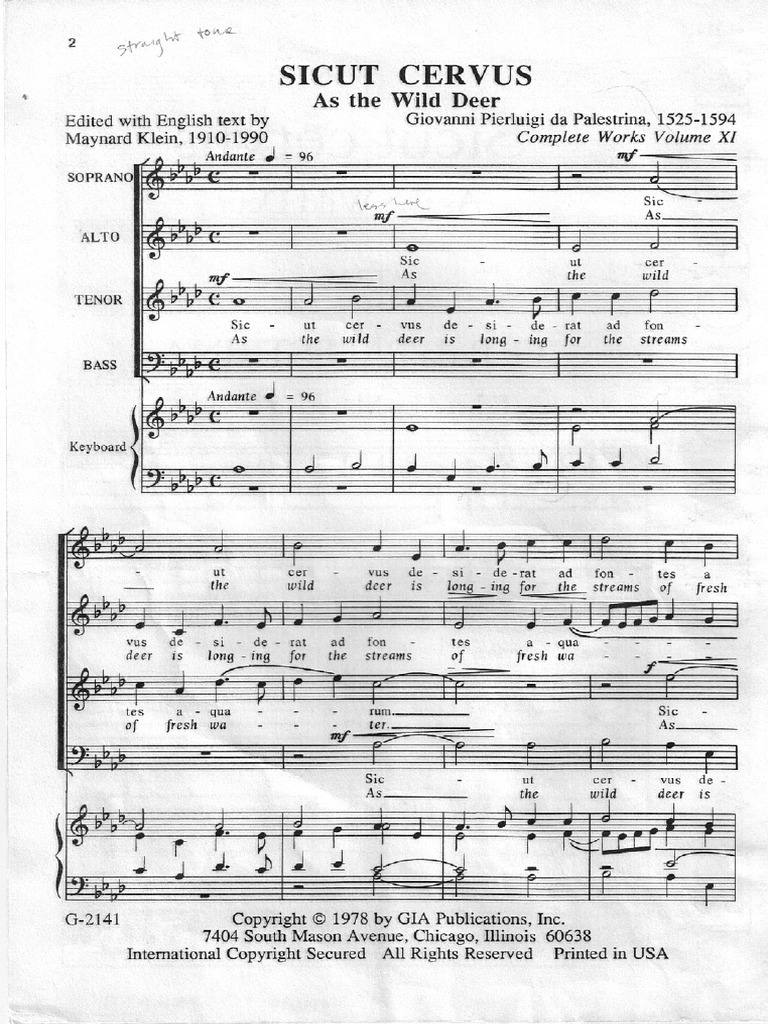 Sicut Cervus (Palestrina) | PDF