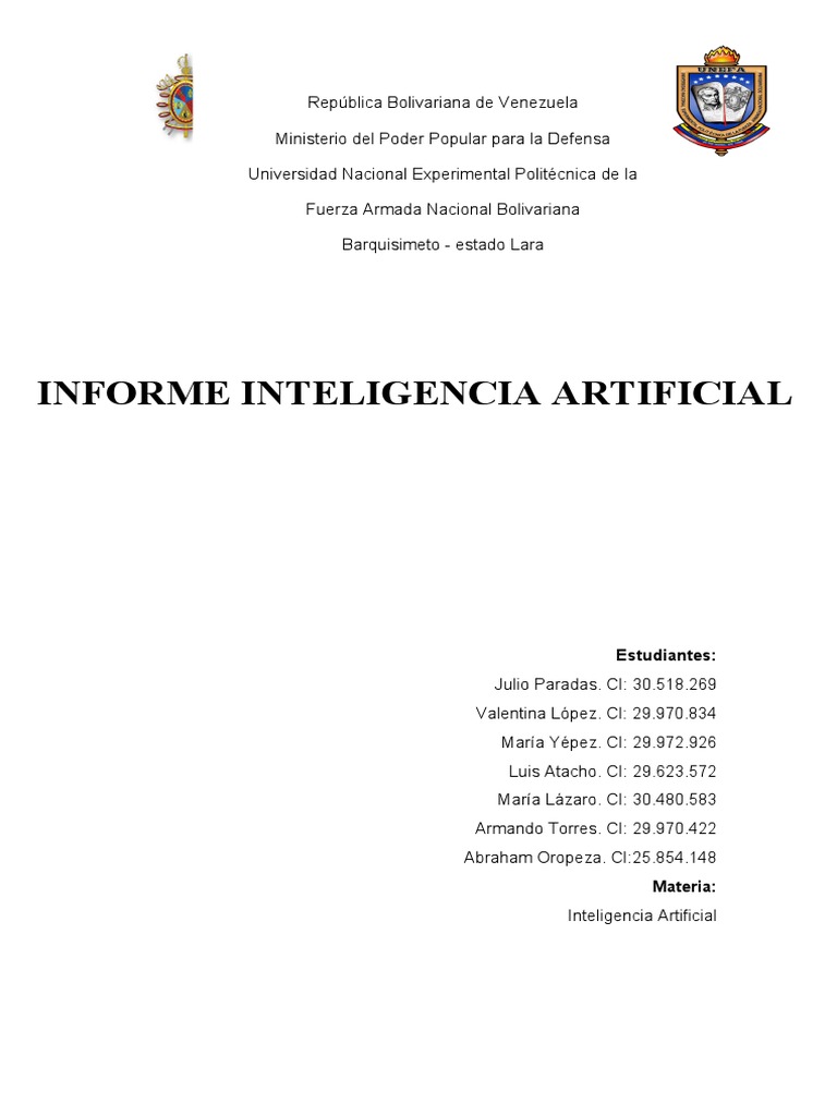 Informe IA-2 | PDF | Inteligencia artificial | Inteligencia (IA) y ...