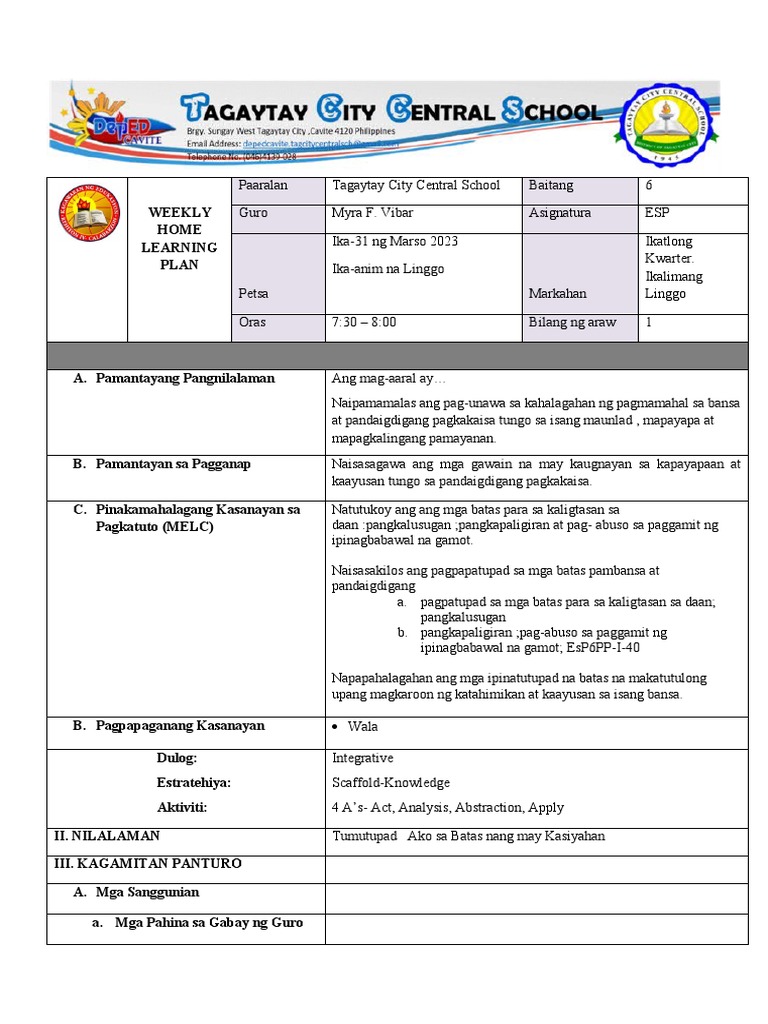 Cot1 Q3 Week6 Esp - 2023 | PDF