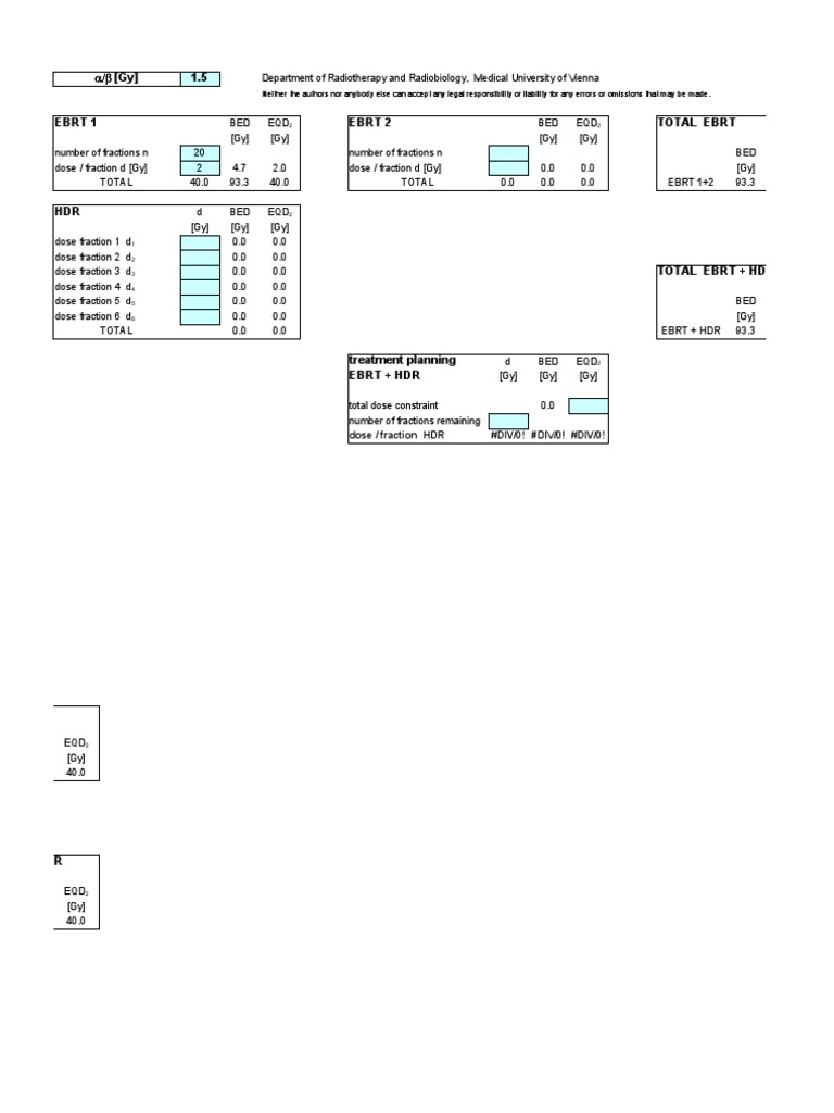 LQ Spreadsheet | Download Free PDF | Absorbed Dose | Radiation Therapy