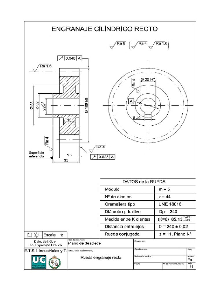 EJEMPLO - Plano de ENGRANAJE - Solo Referencia ! | PDF