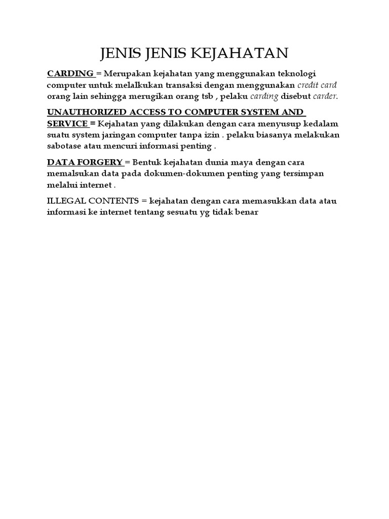 JENIS JENIS KEJAHATAN | PDF