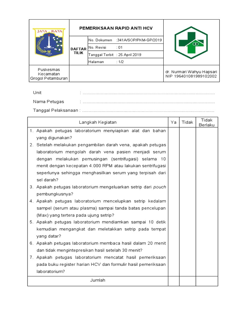 Daftar Tilik ANTI HCV | PDF