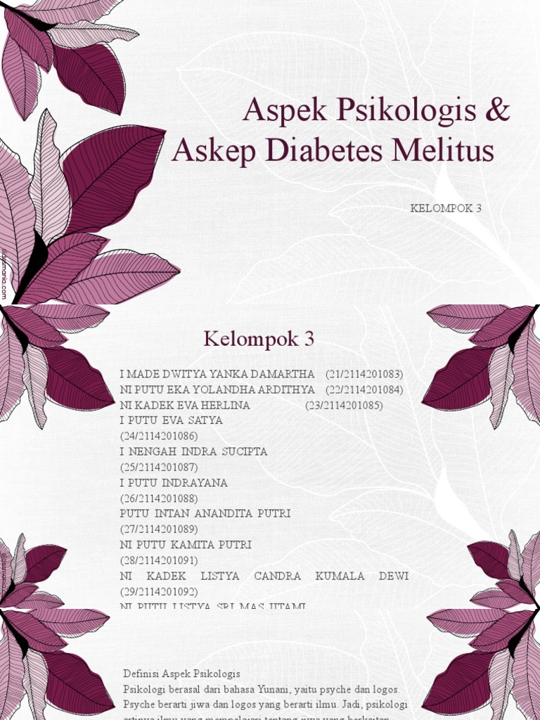 Kelompok 3 Aspek Psikologis + Askep DM | PDF | Pengembangan Diri | Kesehatan Holistik