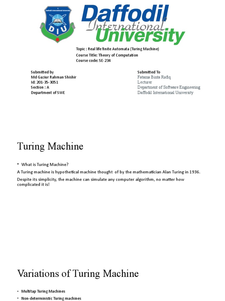 Turing Machine | PDF | Algorithms | Mathematics