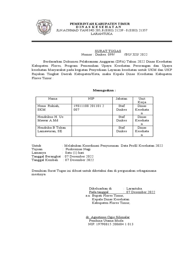 Surat Tugas Monotoring SPM | PDF