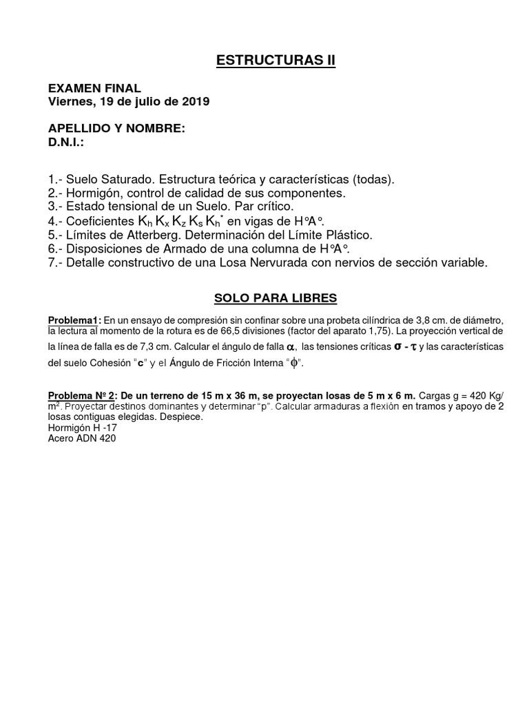 Final de Estructuras II | PDF | Viga (Estructura) | Hormigón