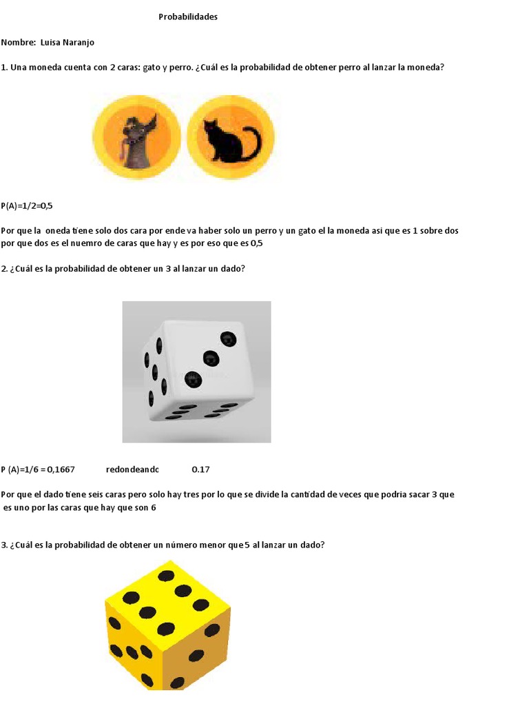 Probabilidades de Lanzar Dados y Monedas | PDF | Probabilidad | Science