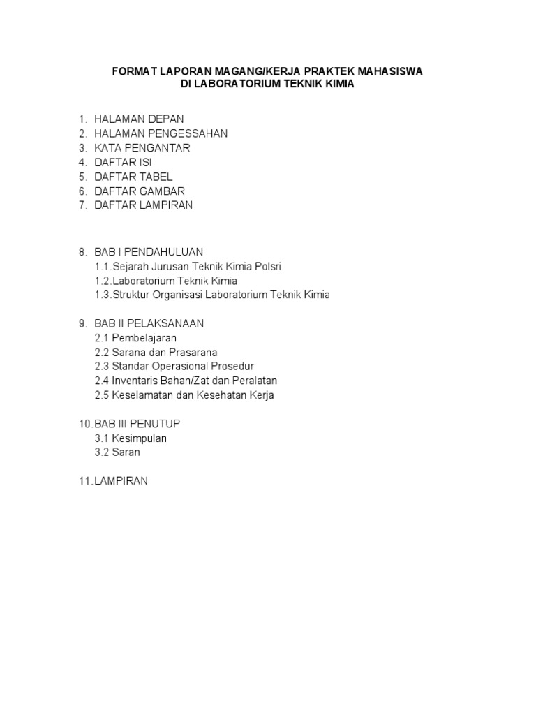 FORMAT LAPORAN MAGANG | PDF