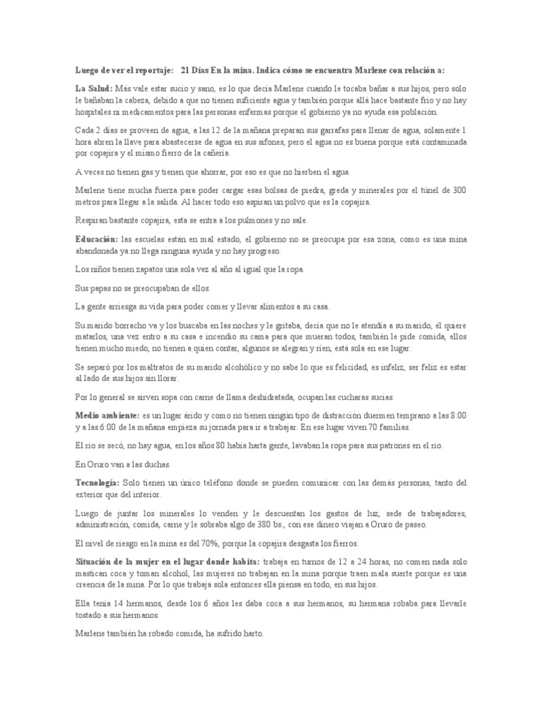 21 Días en La Mina | PDF