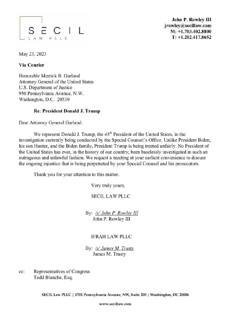 Trump Letter 05/23/23 | PDF