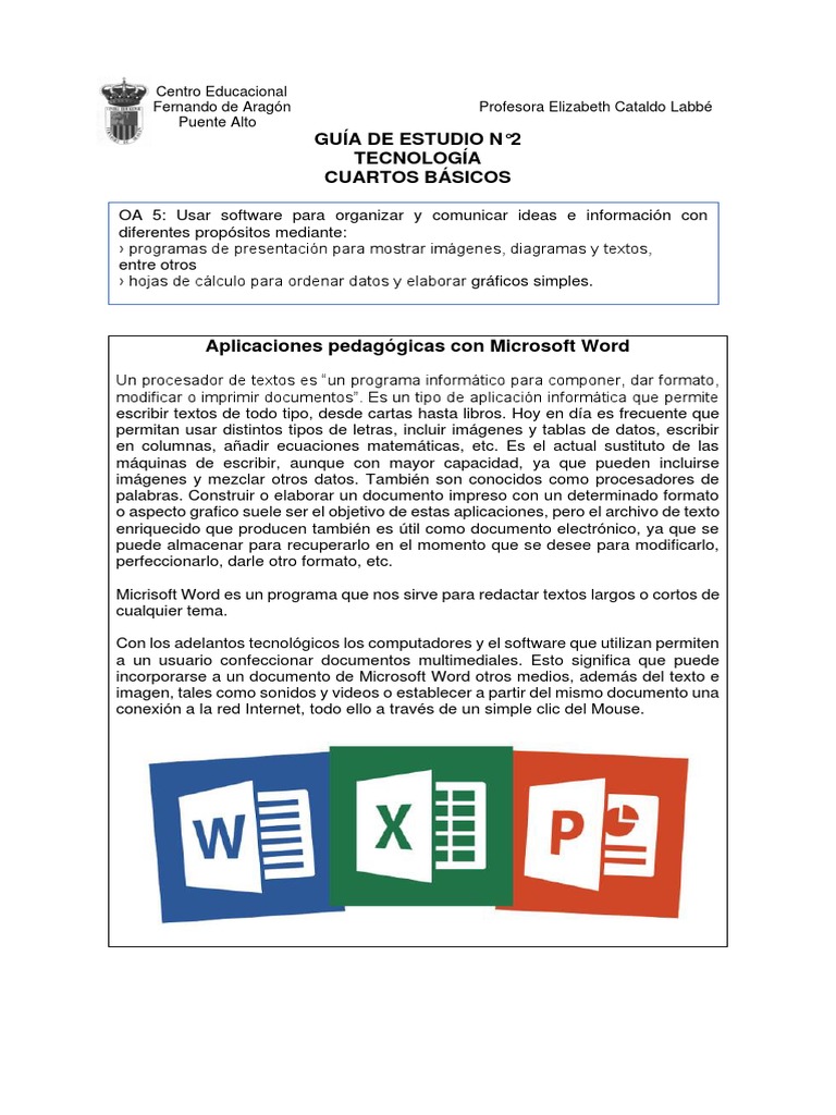 4º Básicos Guía Nº2 Tecnología y Computación | PDF | Procesador de ...