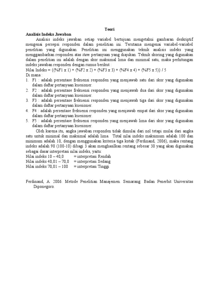 Analisis Indek Jawaban | PDF | Metode & Bahan Ajar | Sains & Matematika