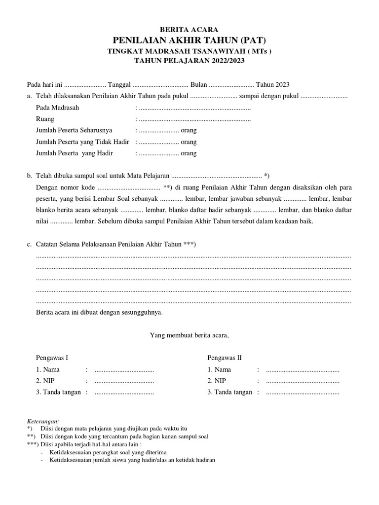 Berita Acara Pat Rev | PDF