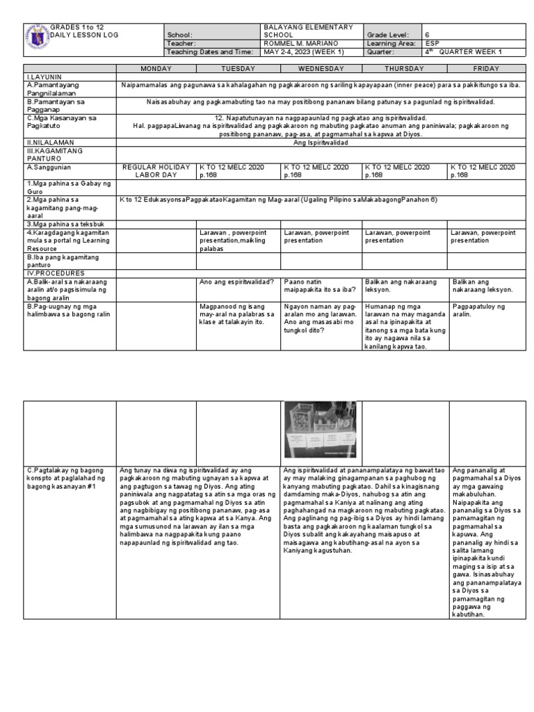 DLL G6 Esp Q4 W1 | PDF
