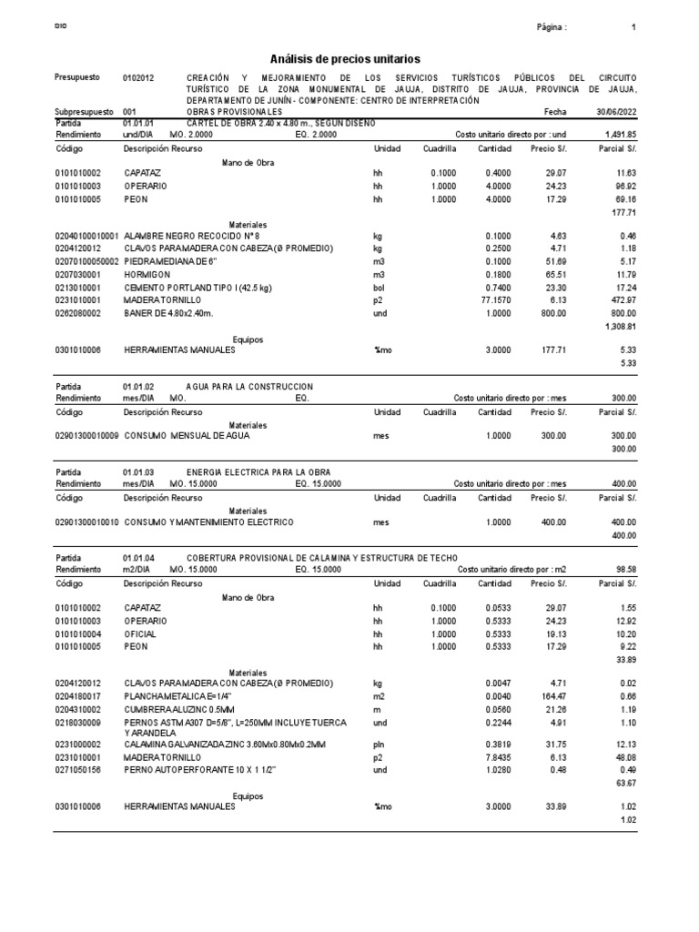 2.1 Apus OP | PDF | Materiales de construcción | Materiales