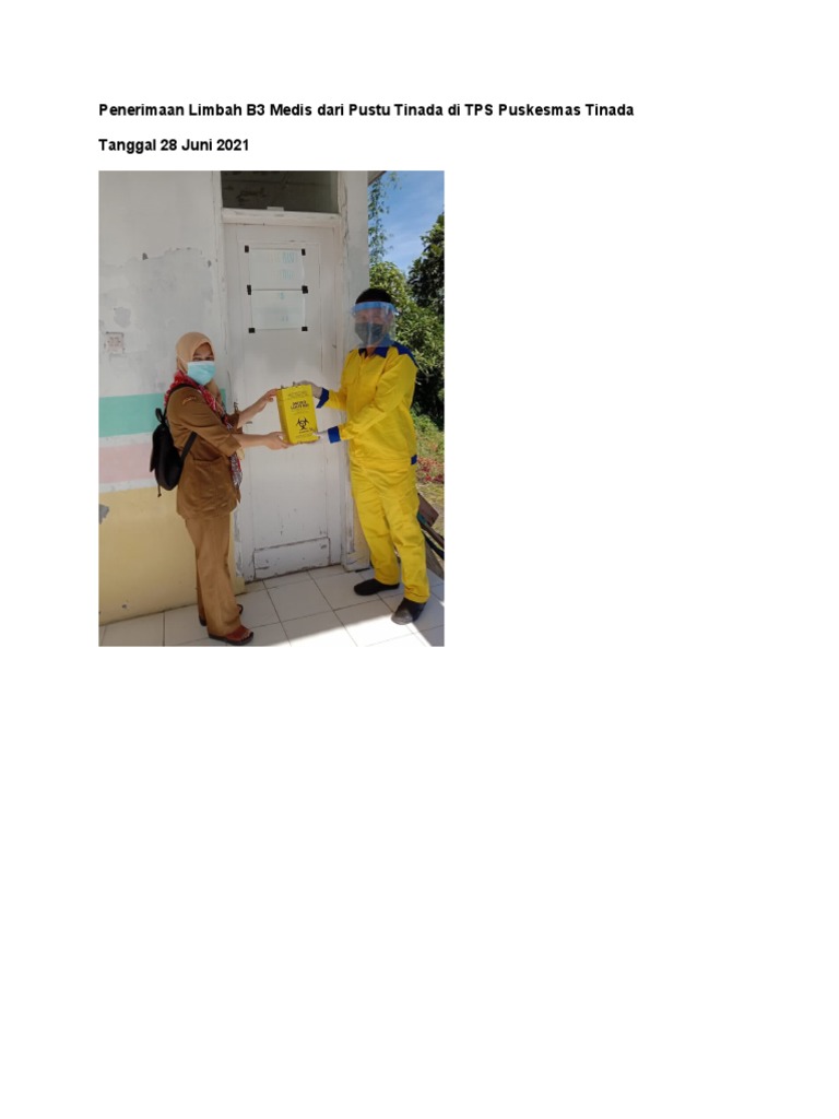 Penerimaan Limbah B3 Medis Dari Pustu Tinada Di TPS Puskesmas Tinada | PDF