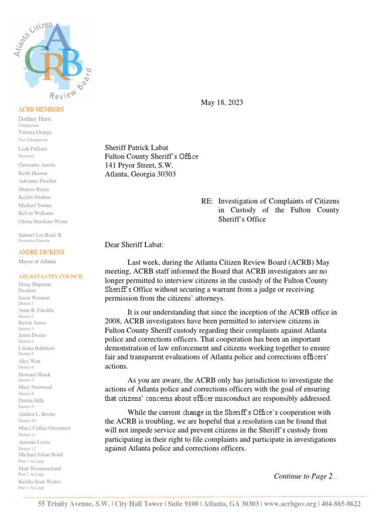 ACRB Seeks Interview Access for Inmates | PDF | Crime & Violence | Law ...