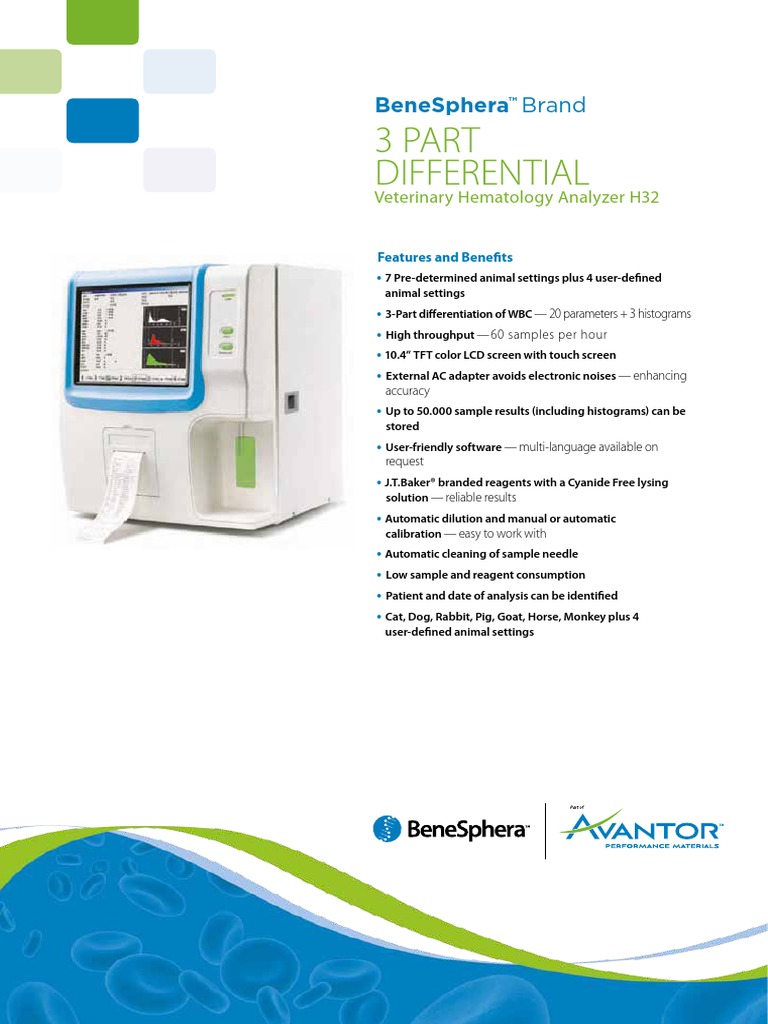 LR 9133 E Flyer Diagnostic Hematology BeneSphera 3part Diff H32VET ...