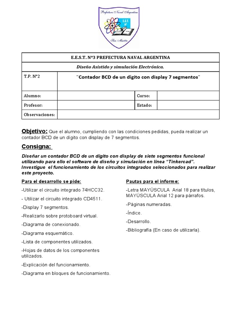 TP N°2 - Contador BCD de Un Digito | PDF | Tecnología