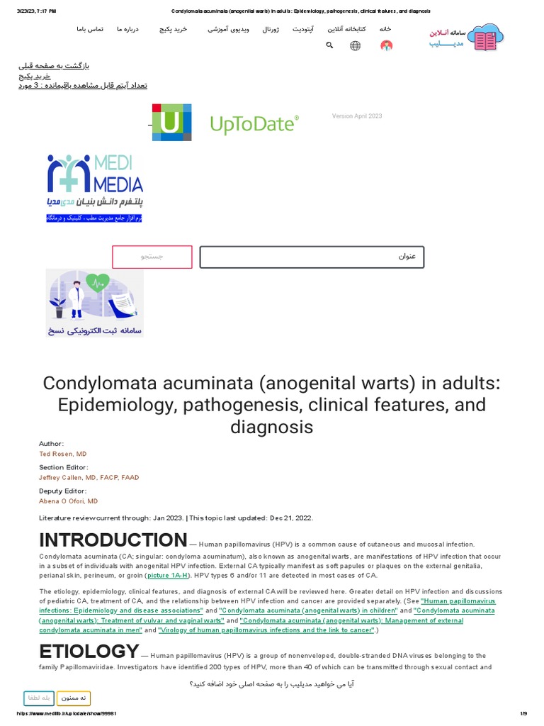 Condylomata Acuminata (Anogenital Warts) in Adults - Epidemiology ...