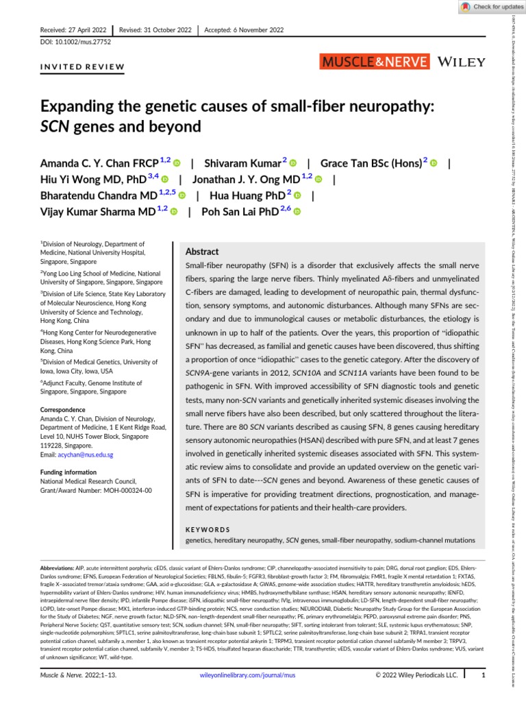 SFN Expanding The Genetic Causes of Small Fiber Neuropathy SCN Genes ...