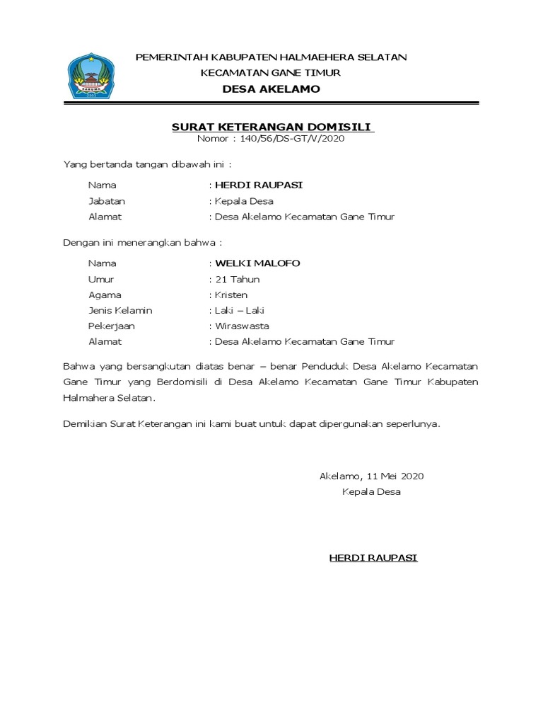Surat Keterangan Domisili | PDF