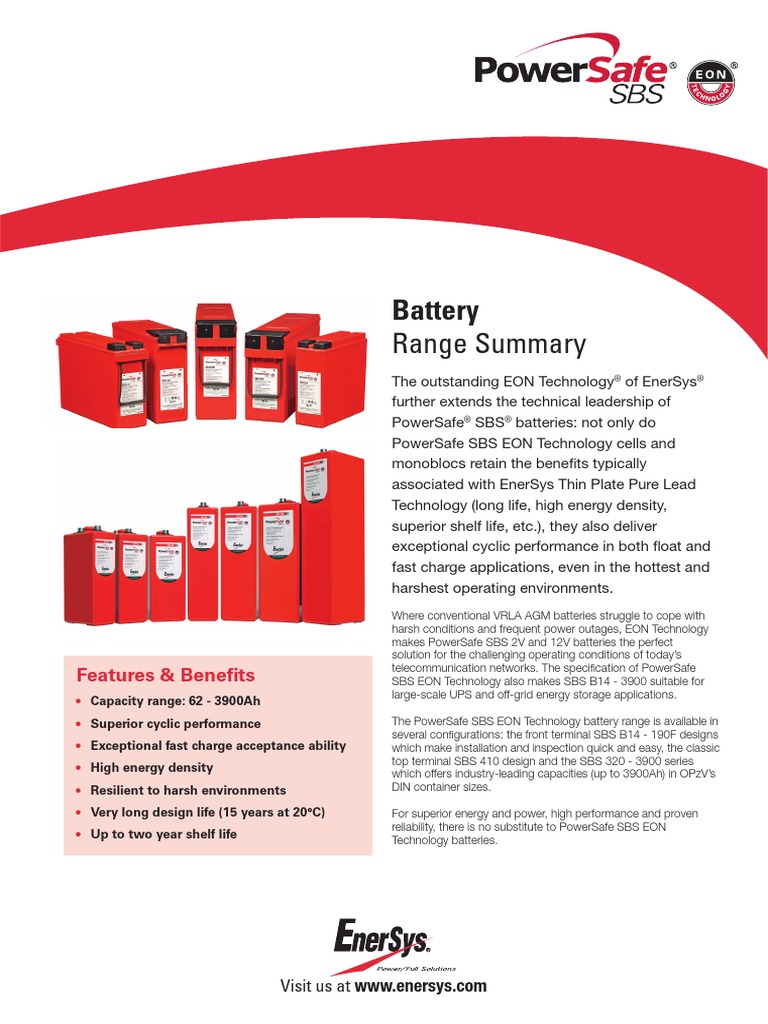 Battery Datasheet 3900ah Enersys | PDF | Manufactured Goods | Physical ...