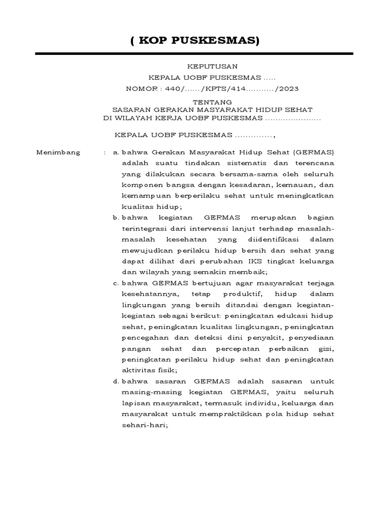 SK Sasaran GERMAS 2023 | PDF