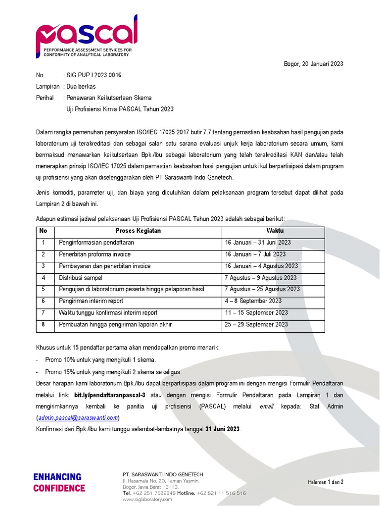 Surat Penawaran Program Up Pascal 2023 | PDF