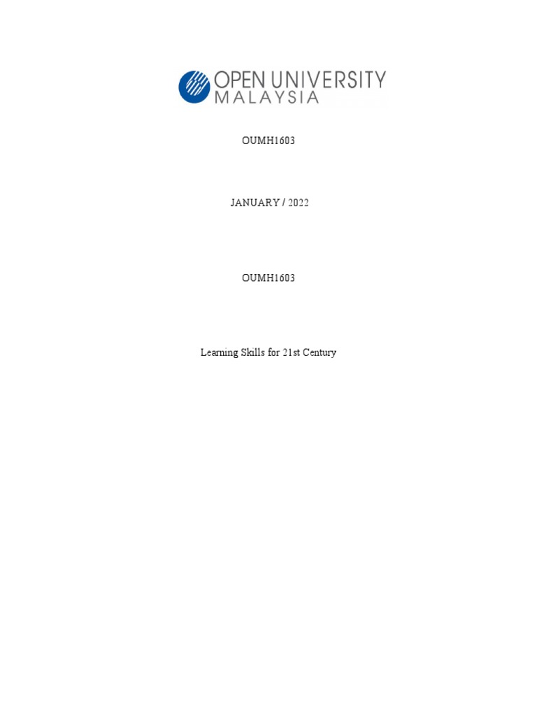 Assignment Learning Skills For 21st Century OUMH1603 - U | PDF | Air ...