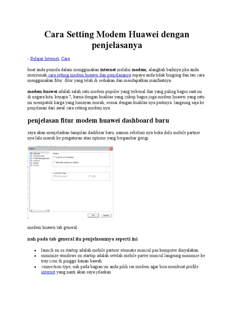 Cara Setting Modem Huawei Dengan Penjelasanya | PDF