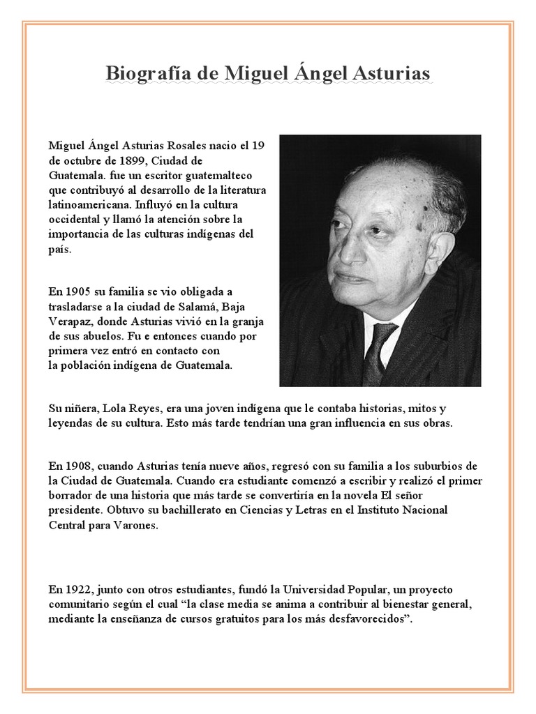 Biografía de Miguel Ángel Asturias | PDF