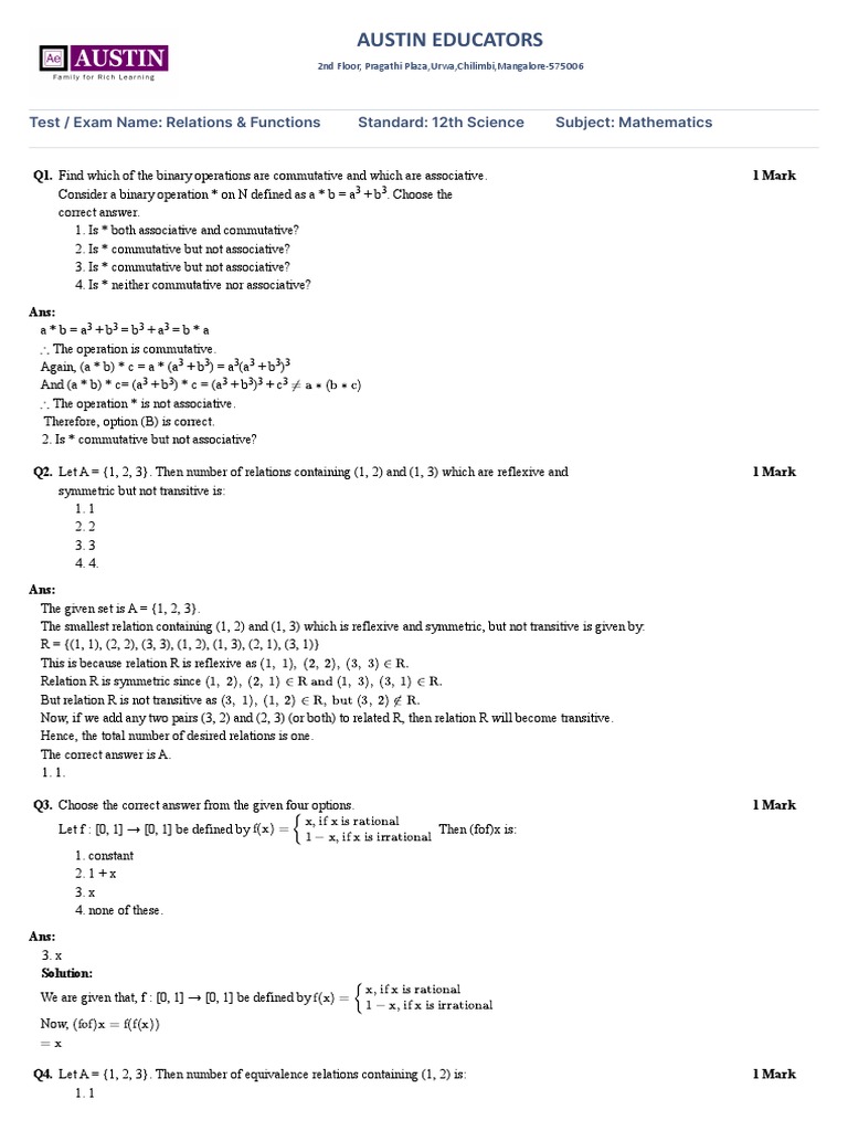 Relations And Functions Pdf Function Mathematics Functions And Mappings