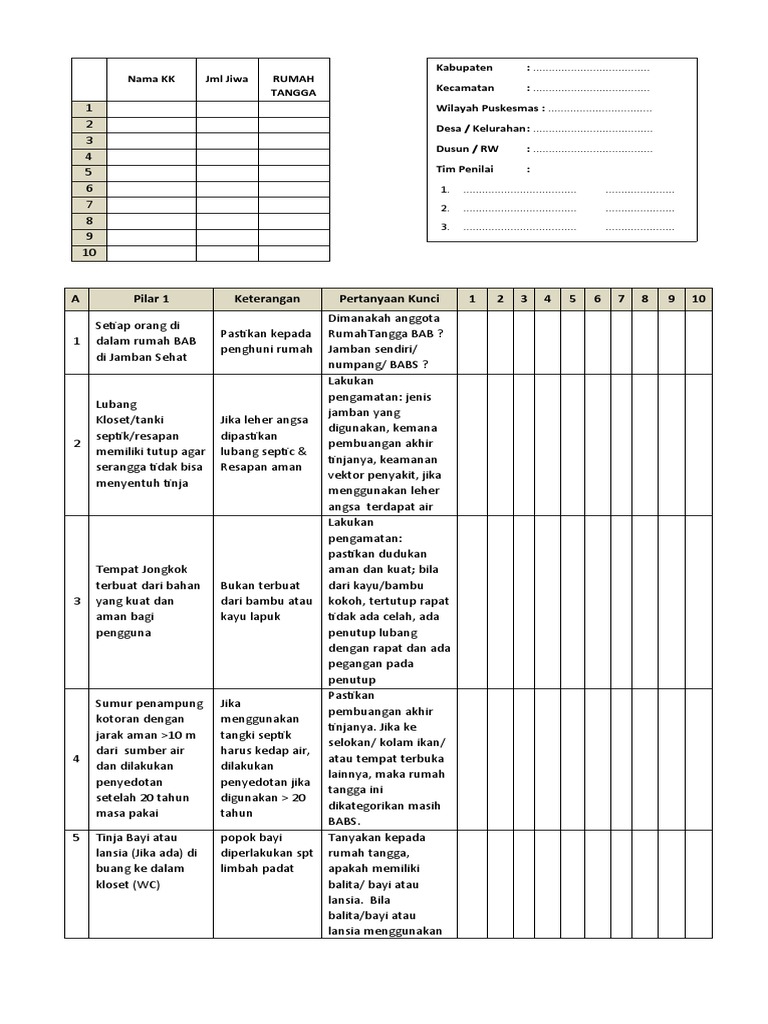 Form Verifikasi 5 Pilar STBM | PDF
