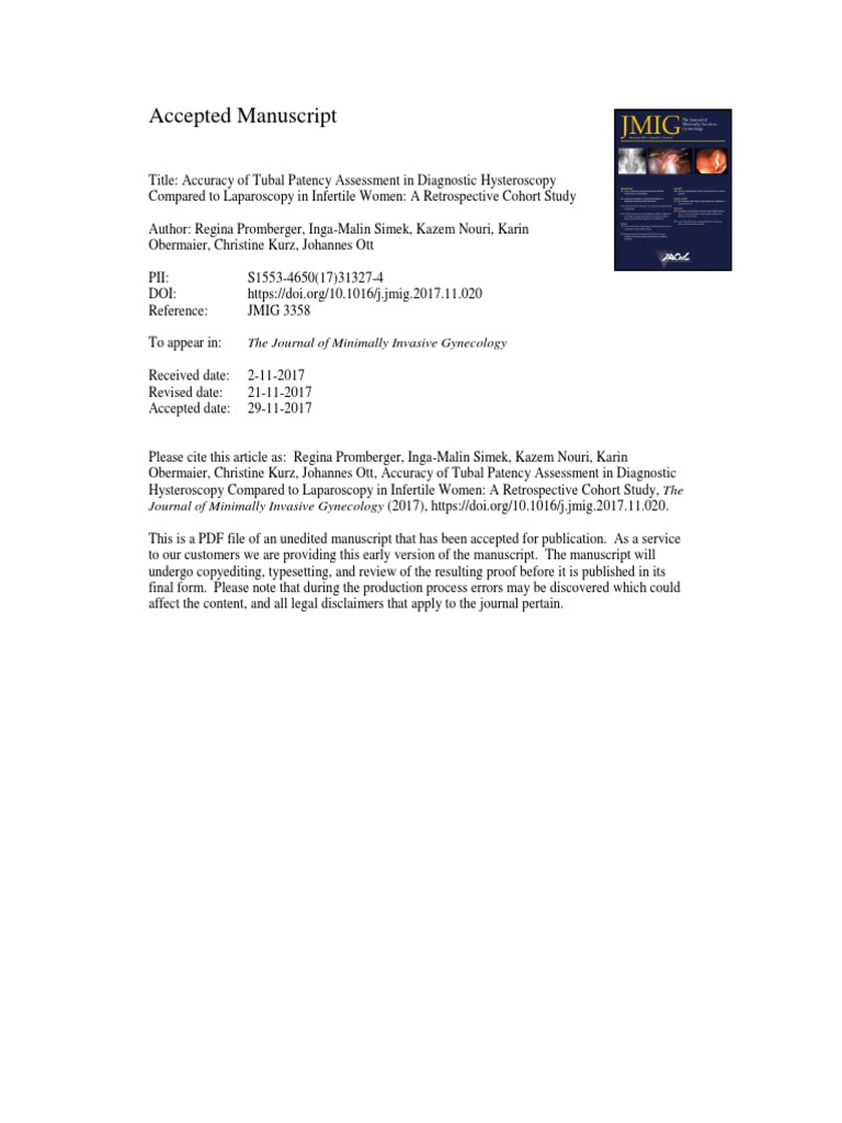 Tubal Patency: Hysteroscopy vs Laparoscopy | PDF | Medicine | Women's ...