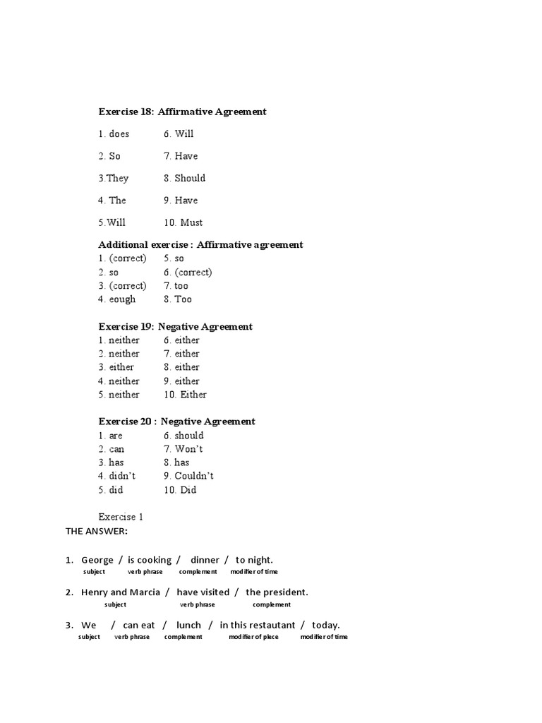 Exercise 18 | PDF | Verb | Noun