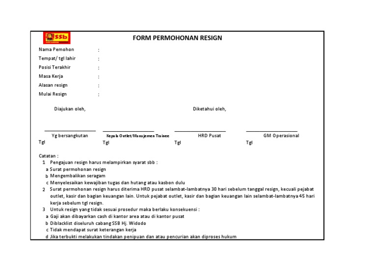 Form Pengajuan Resign | PDF