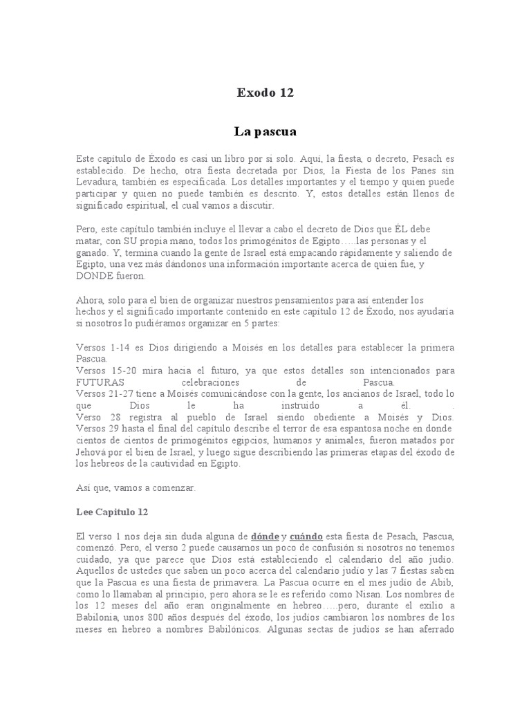 Exodo 12 | PDF | Pascua de Resurrección | Libro del éxodo