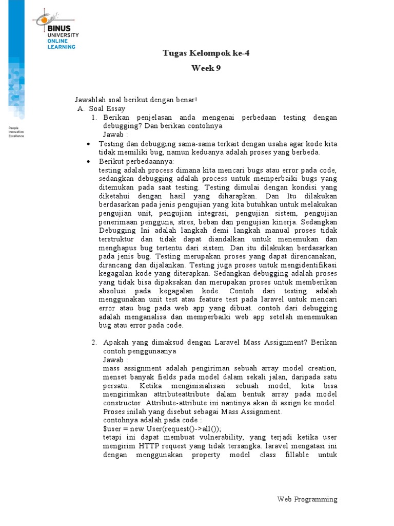 Tugas Kelompok Ke-4 Week 9: Web Programming | PDF