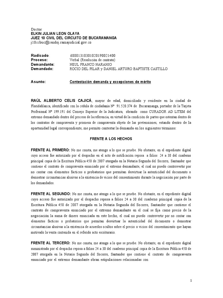 Contestacion De Demanda: Como Contestar Una Demanda Ejemplo – KHLJE