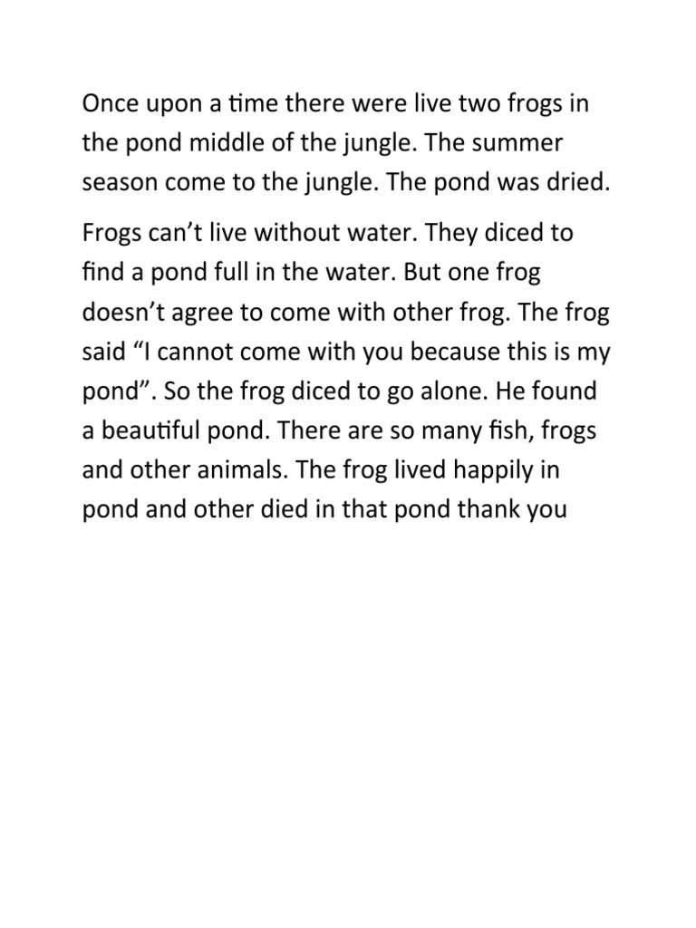Once Upon A Time There Were Live Two Frogs in The Pond Middle of The ...
