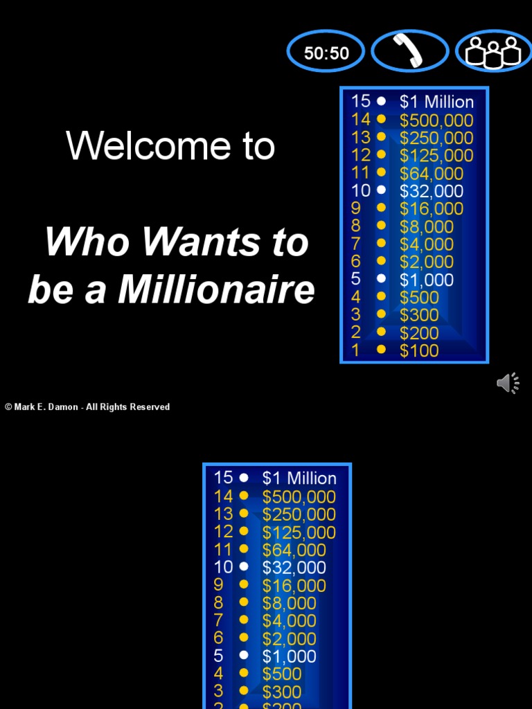 Who Wants To Be A Millionaire Games Worksheet Templates Layouts 34711 | PDF